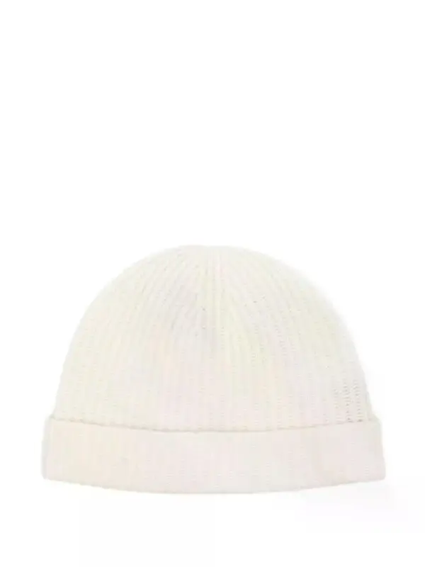 N.peal Ribbed Turn-up Brim Hat - White