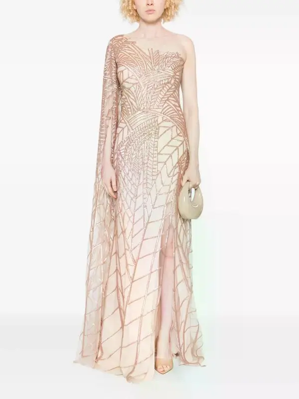 Gemy Maalouf Bead-Embellished One-Shoulder Dress In Pink - 60% Off