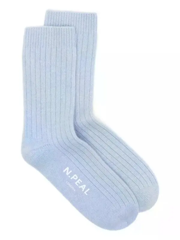 N.peal Ribbed Ankle Socks - Blue
