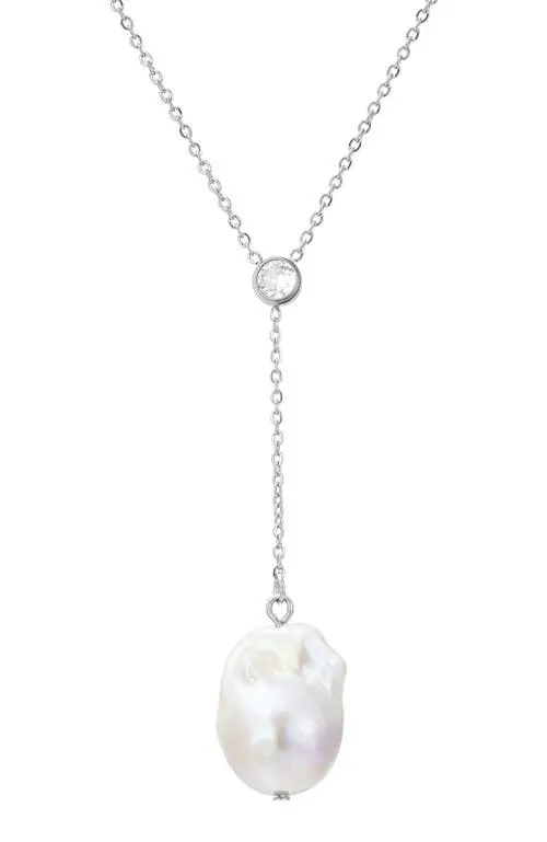 UNTAMED PETALS Odessa Freshwater Pearl Lariat - Silver