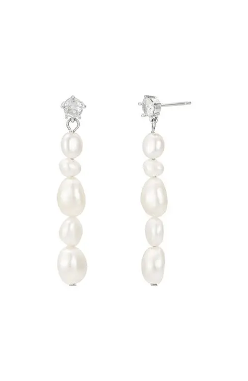 UNTAMED PETALS Selena Pearl Drop Earrings - Silver