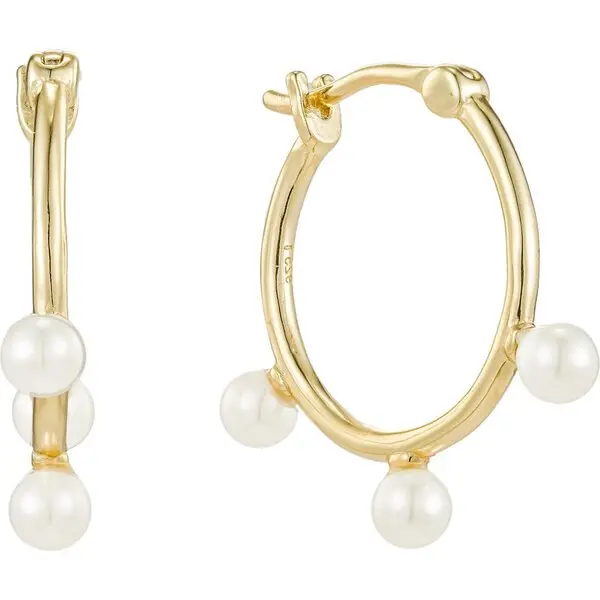 UNTAMED PETALS Londyn Pearl Hoop Earrings - Gold