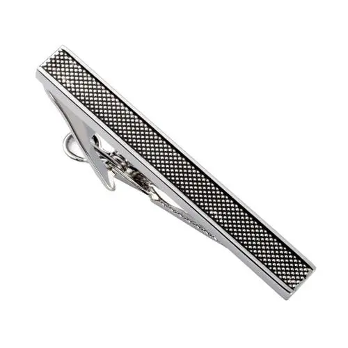LINK UP Antique Dotted Center Tie Bar - Silver