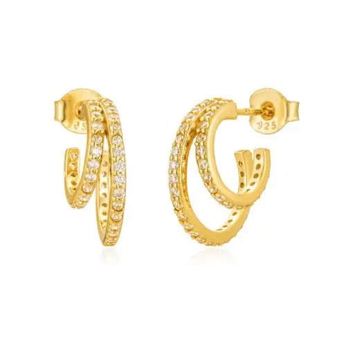 UNTAMED PETALS Hannah Crystal Mini Hoop Earrings - Gold