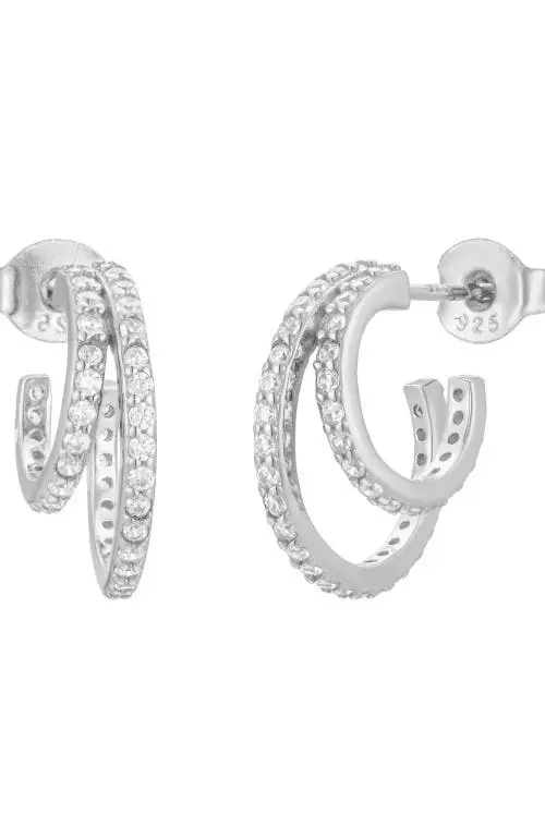 UNTAMED PETALS Hannah Crystal Mini Hoop Earrings - Silver