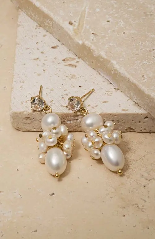 UNTAMED PETALS Sydney Pearl Drop Earrings - Gold