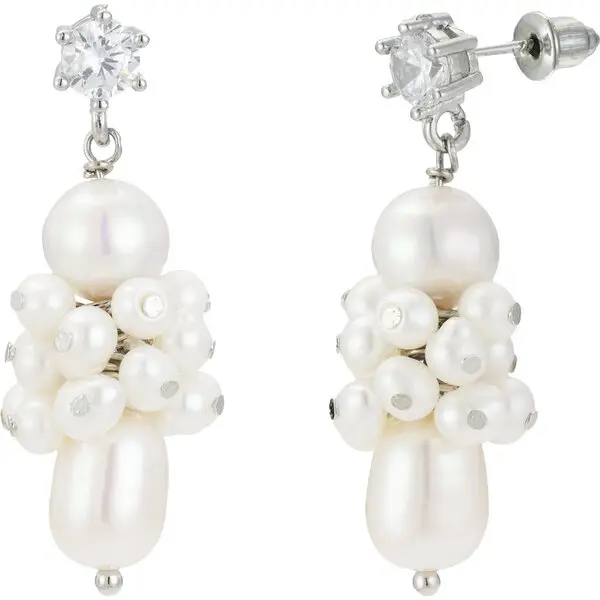 UNTAMED PETALS Sydney Pearl Drop Earrings - Silver