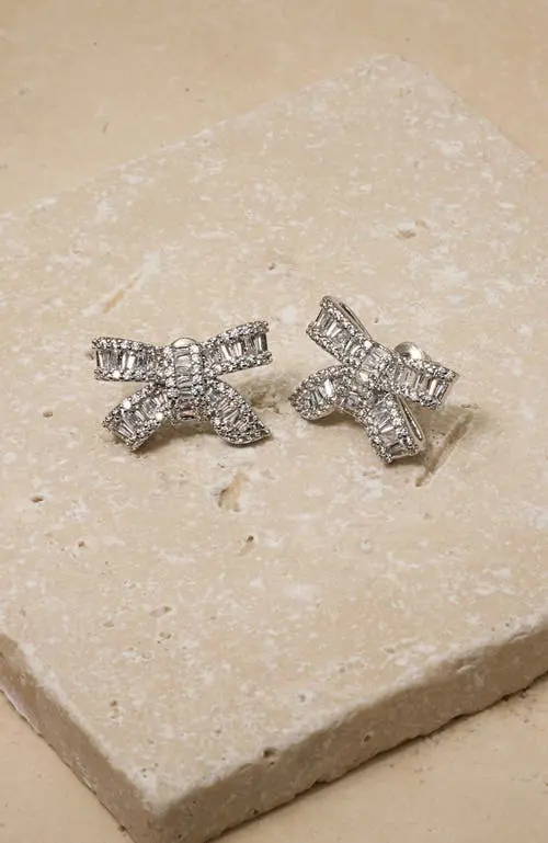 UNTAMED PETALS Alicia Crystal Bow Stud Earrings - Silver