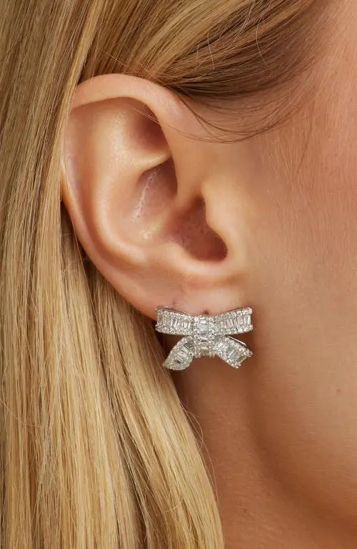 UNTAMED PETALS Alicia Crystal Bow Stud Earrings - Silver