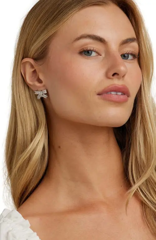 UNTAMED PETALS Alicia Crystal Bow Stud Earrings - Silver