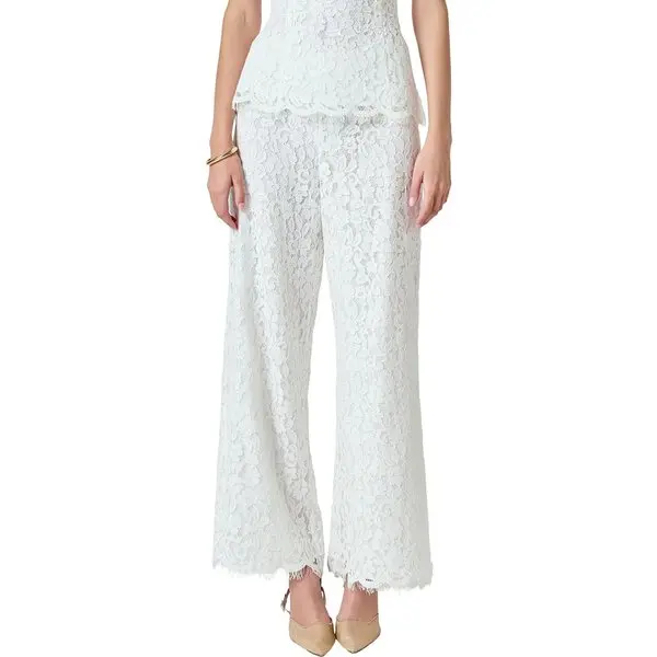 Endless Rose Floral Lace Wide Leg Pants - White