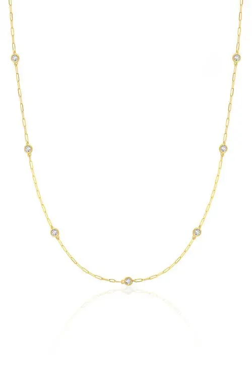 CRISLU Aura Cubic Zirconia Station Necklace - 18kyg/clear Stone