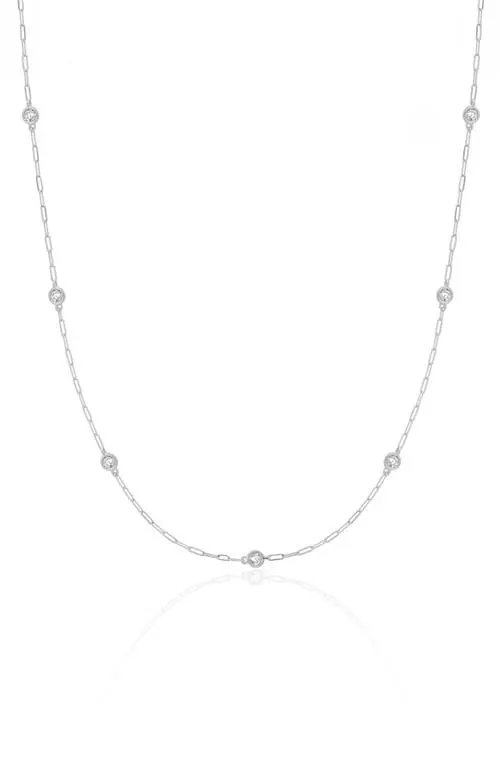CRISLU Aura Cubic Zirconia Station Necklace - Pure Platinum/clear Stone