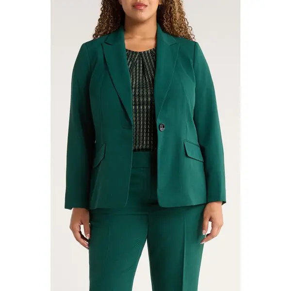 KASPER Peak Lapel Jacket - Evergreen