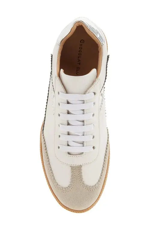 CHOCOLAT BLU Vassa Leather Sneakers - Silverhite Leather