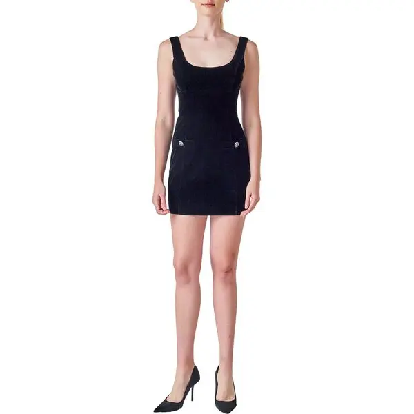 Endless Rose Sleeveless Velvet Minidress - Black