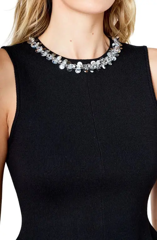 Endless Rose Jewel Trim Peplum Top - Black