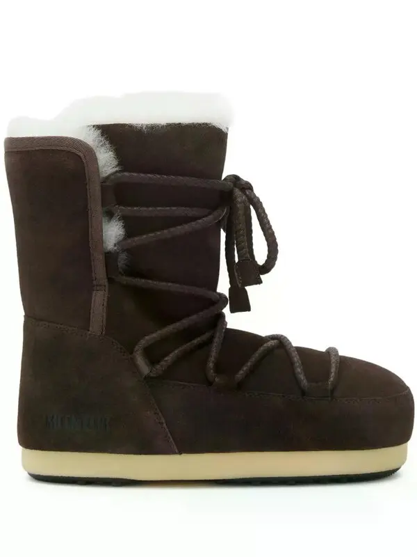 Moon Boot Lace-up Shearling Boots - Brown