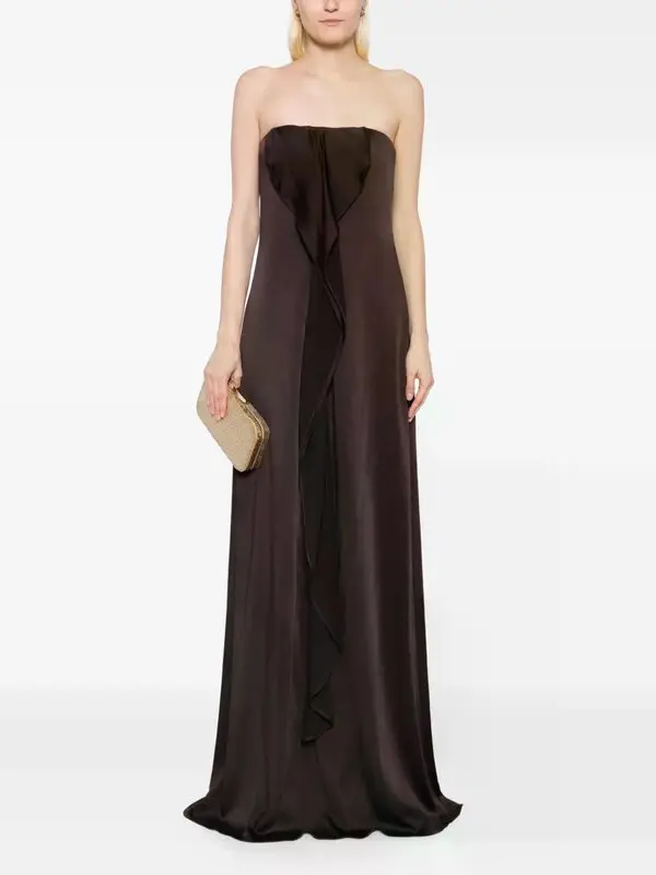 Amsale Strapless Wrap Gown - Brown