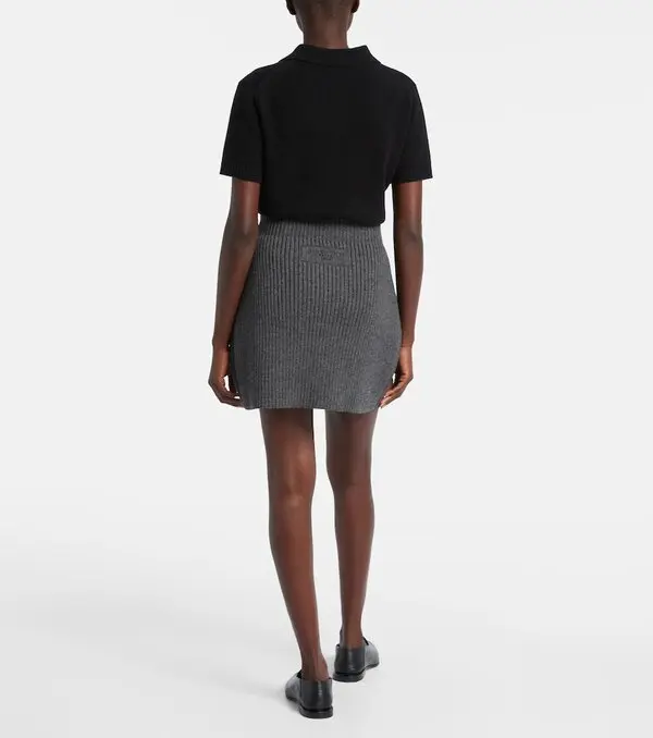 Givenchy Ribbed-knit Wool And Alpaca-blend Miniskirt - Grey