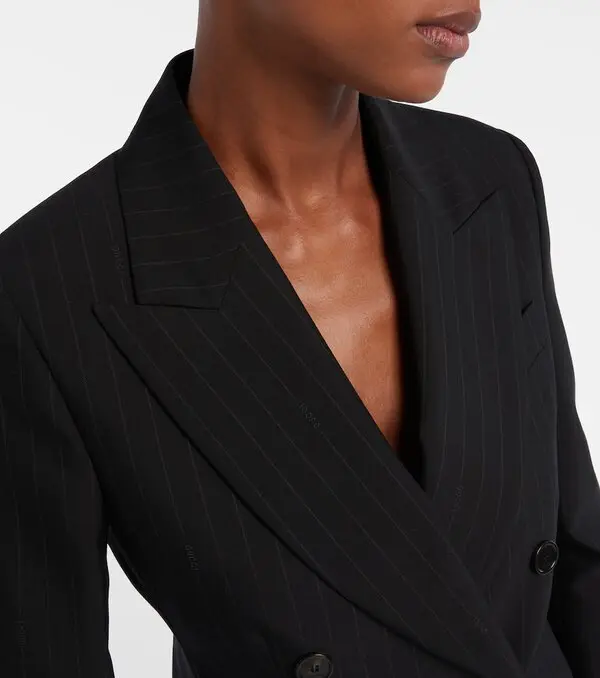 Gucci Pinstripe Wool Blazer - Black