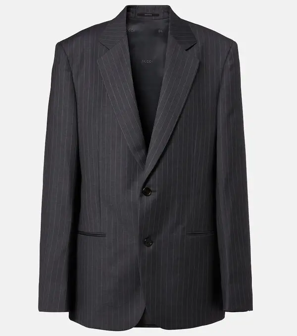Gucci Pinstripe Wool Blazer - Grey