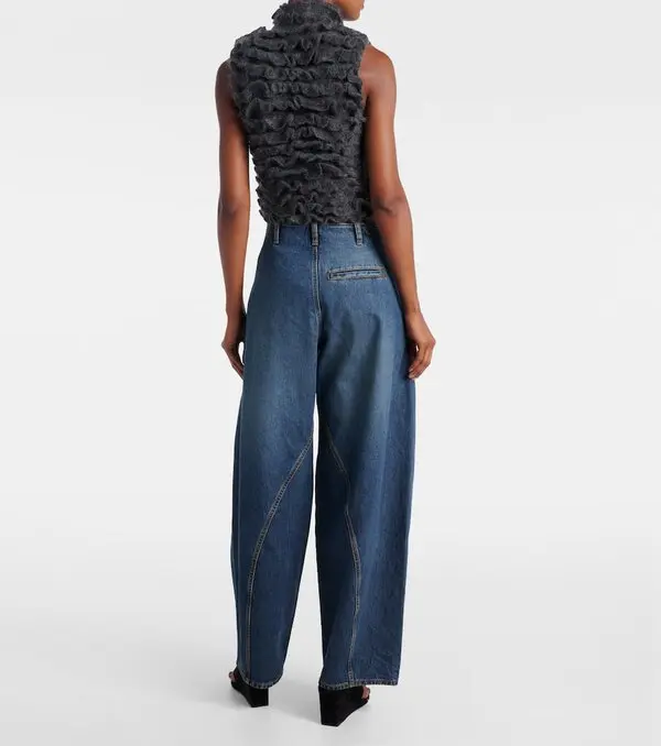 Alaïa Ruffled Mohair-blend Turtleneck Top