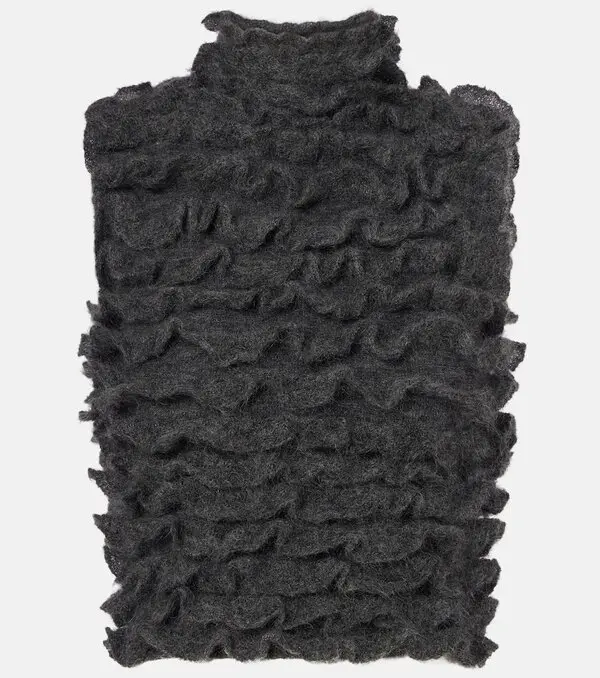 Alaïa Ruffled Mohair-blend Turtleneck Top - Grey