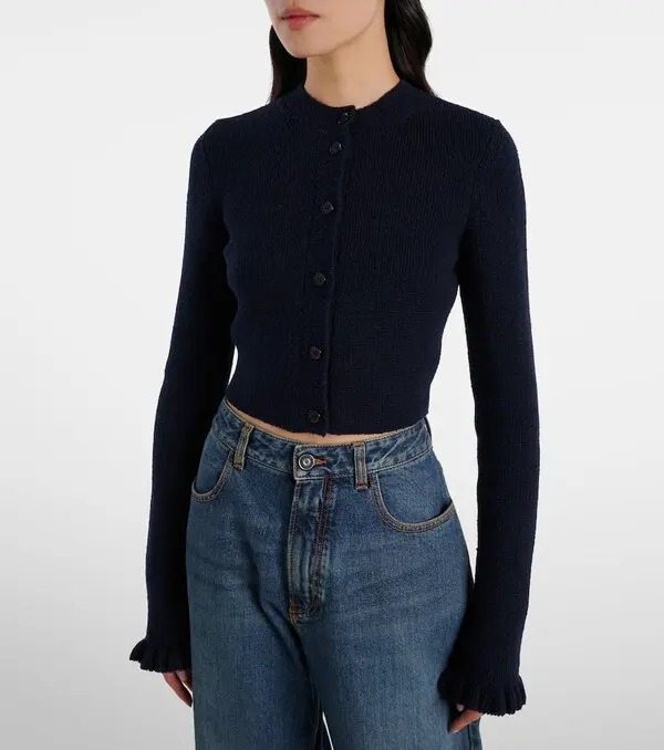 Alaïa Cropped Wool And Silk-blend Cardigan