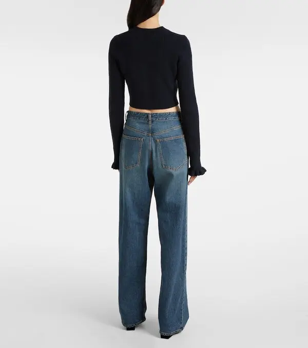 Alaïa Cropped Wool And Silk-blend Cardigan