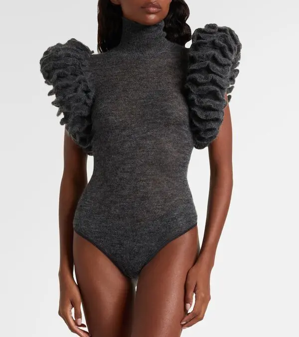 Alaïa Ruffled Mohair And Wool-blend Bodysuit