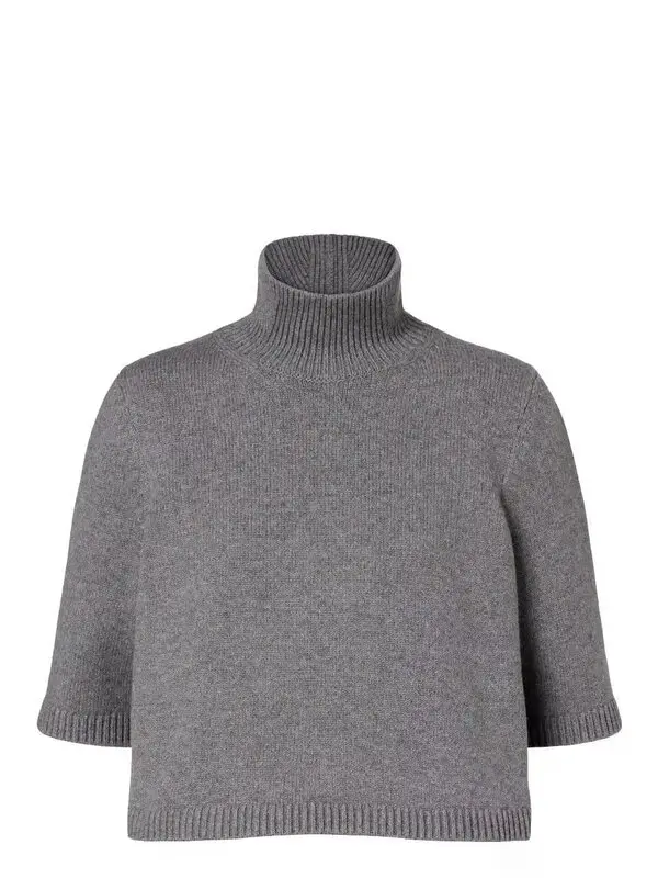 Alaïa Cropped Cashmere-blend Turtleneck Top - Grey