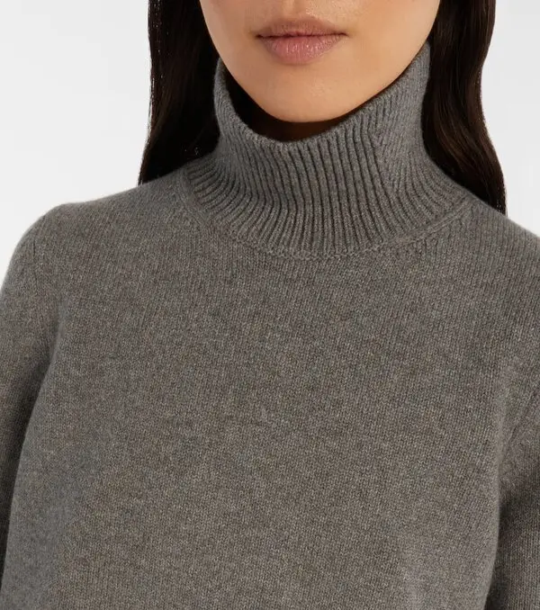 Alaïa Cropped Cashmere-blend Turtleneck Top - Grey