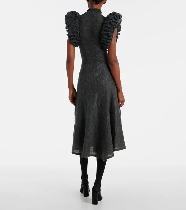 Alaïa Mohair And Wool-blend Midi Skirt - Grey