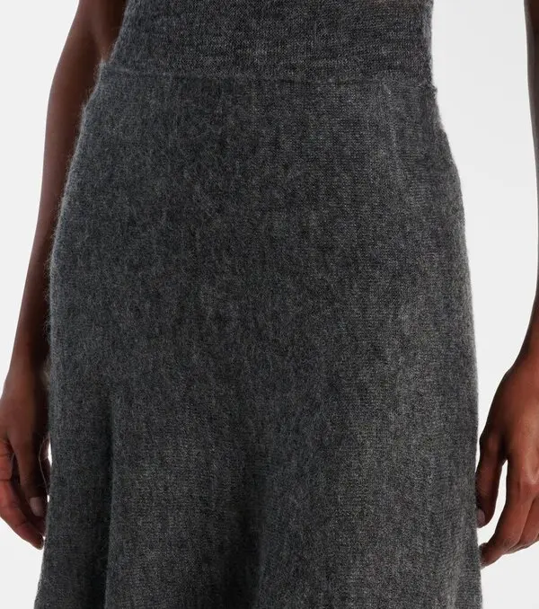 Alaïa Mohair And Wool-blend Midi Skirt - Grey