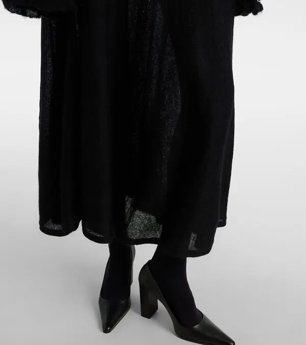 Alaïa Ruffled Mohair-blend Midi Dress - Black