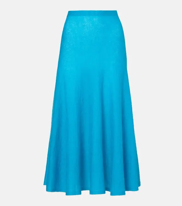 Alaïa Circle Mohair And Wool-blend Midi Skirt - Blue