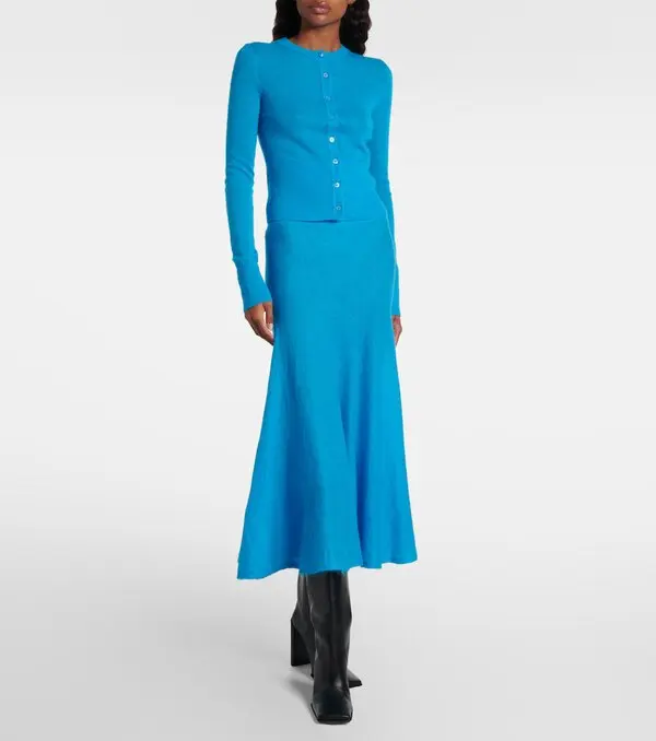 Alaïa Circle Mohair And Wool-blend Midi Skirt - Blue