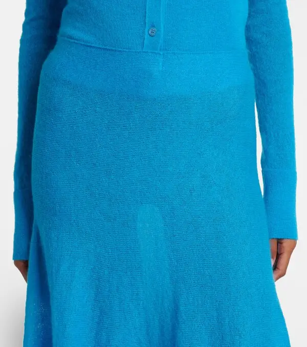 Alaïa Circle Mohair And Wool-blend Midi Skirt - Blue