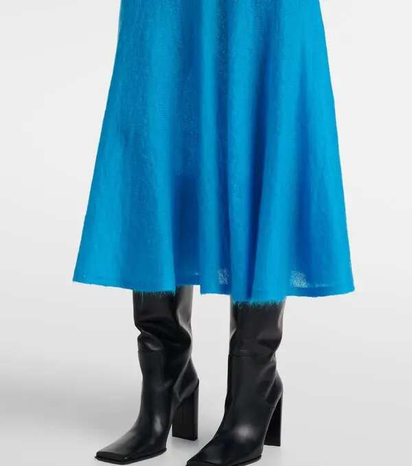 Alaïa Circle Mohair And Wool-blend Midi Skirt - Blue