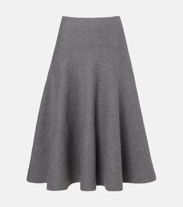 Alaïa Cashmere-blend Midi Skirt - Grey