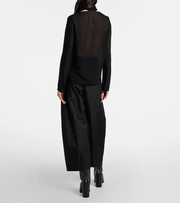 Alaïa Sheer Tie-neck Blouse - Black