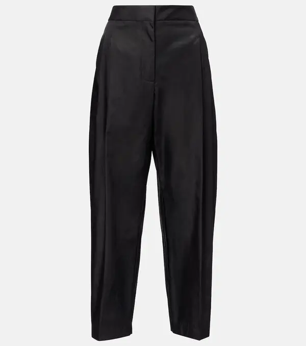 Alaïa Cropped High-rise Satin Tapered Pants - Black