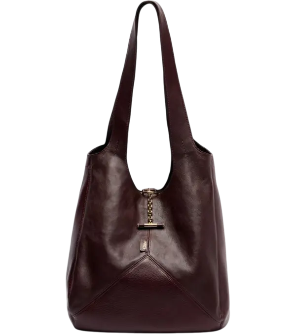 Chloé Balloon Medium Leather Shoulder Bag - Burgundy