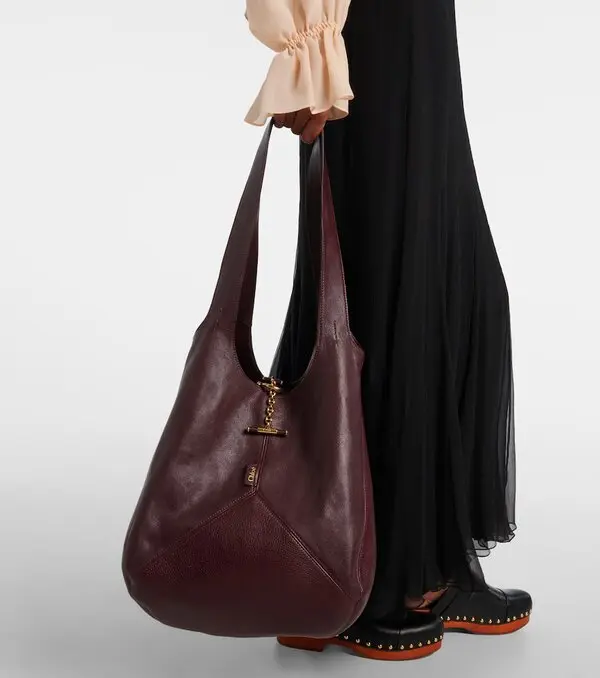 Chloé Balloon Medium Leather Shoulder Bag - Burgundy