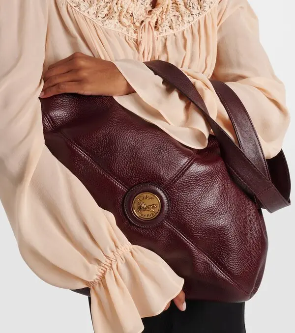 Chloé Balloon Medium Leather Shoulder Bag - Burgundy