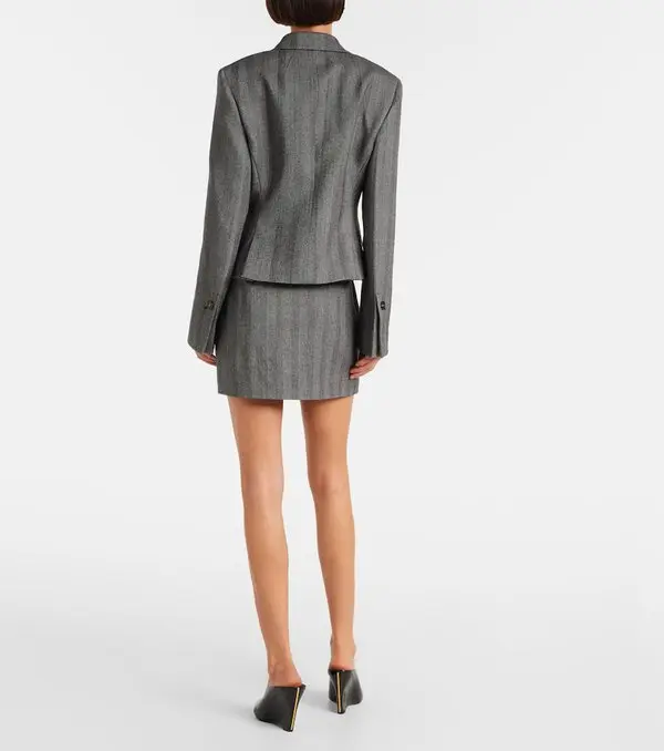 FERRAGAMO Herringbone Wool-blend Blazer
