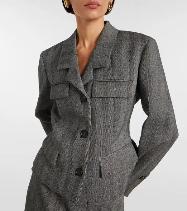 FERRAGAMO Herringbone Wool-blend Blazer