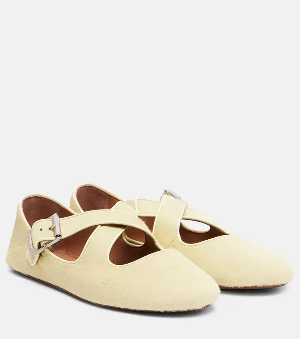 Alaïa Calf Hair Ballet Flats - Yellow