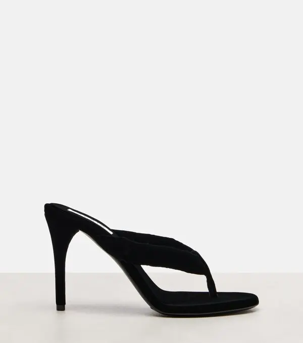 Alaïa 90 Velvet Thong Sandals - Black